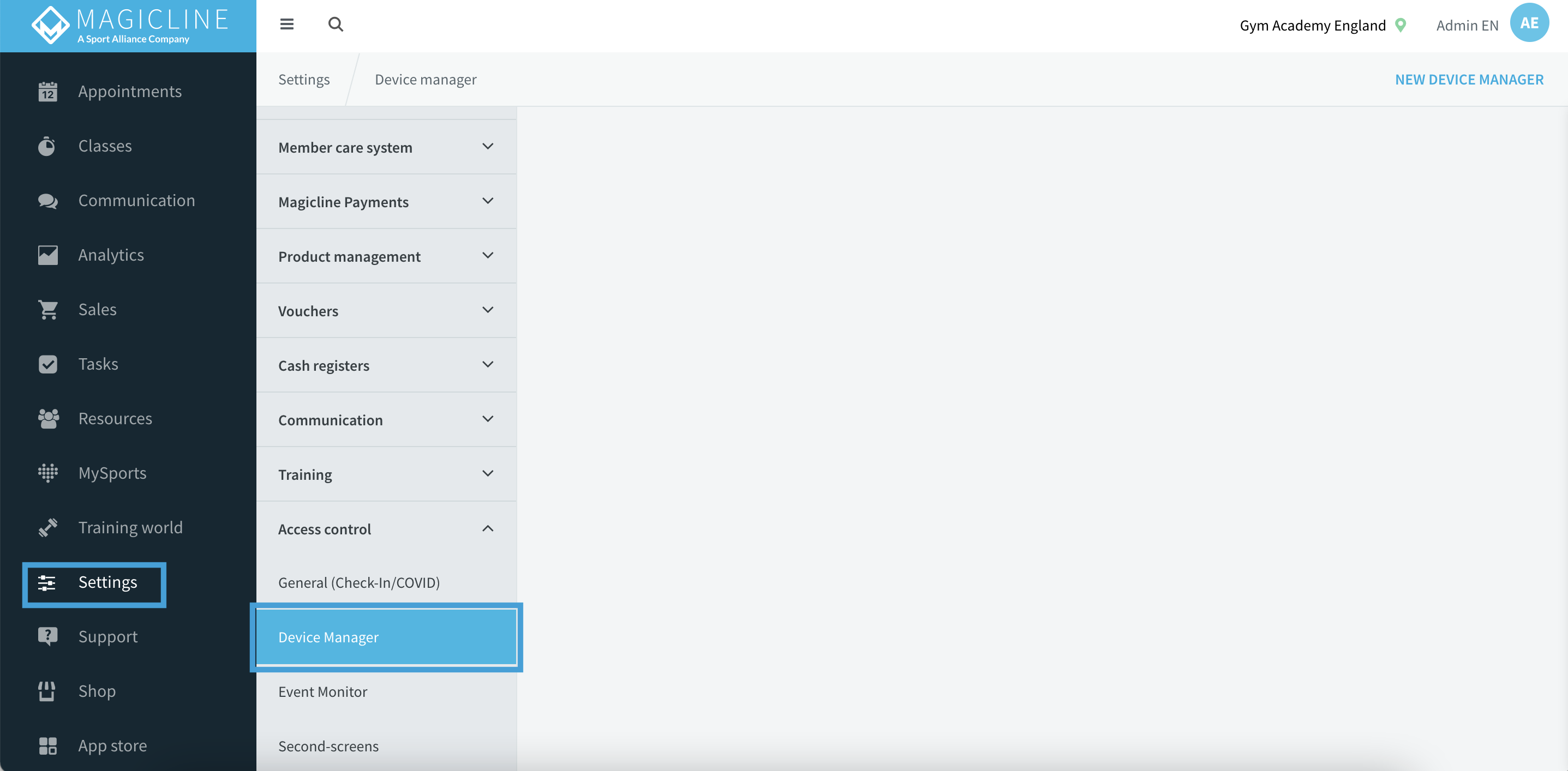 Setting up the Device Manager – Magicline GmbH