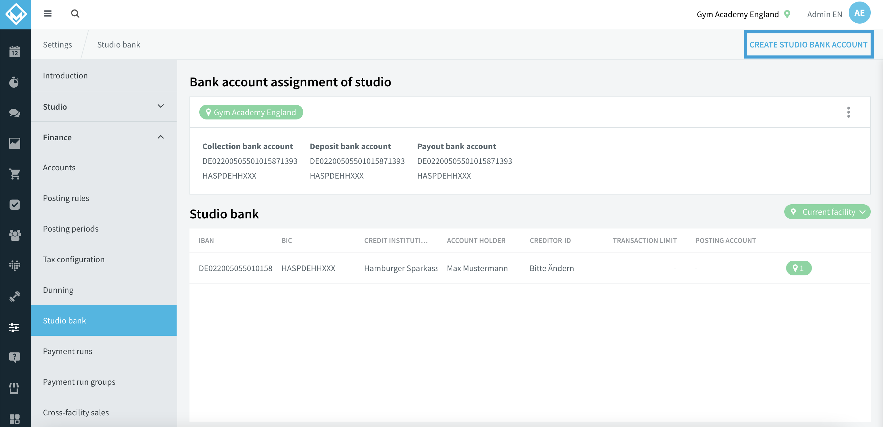 Creation of studio bank – Magicline GmbH