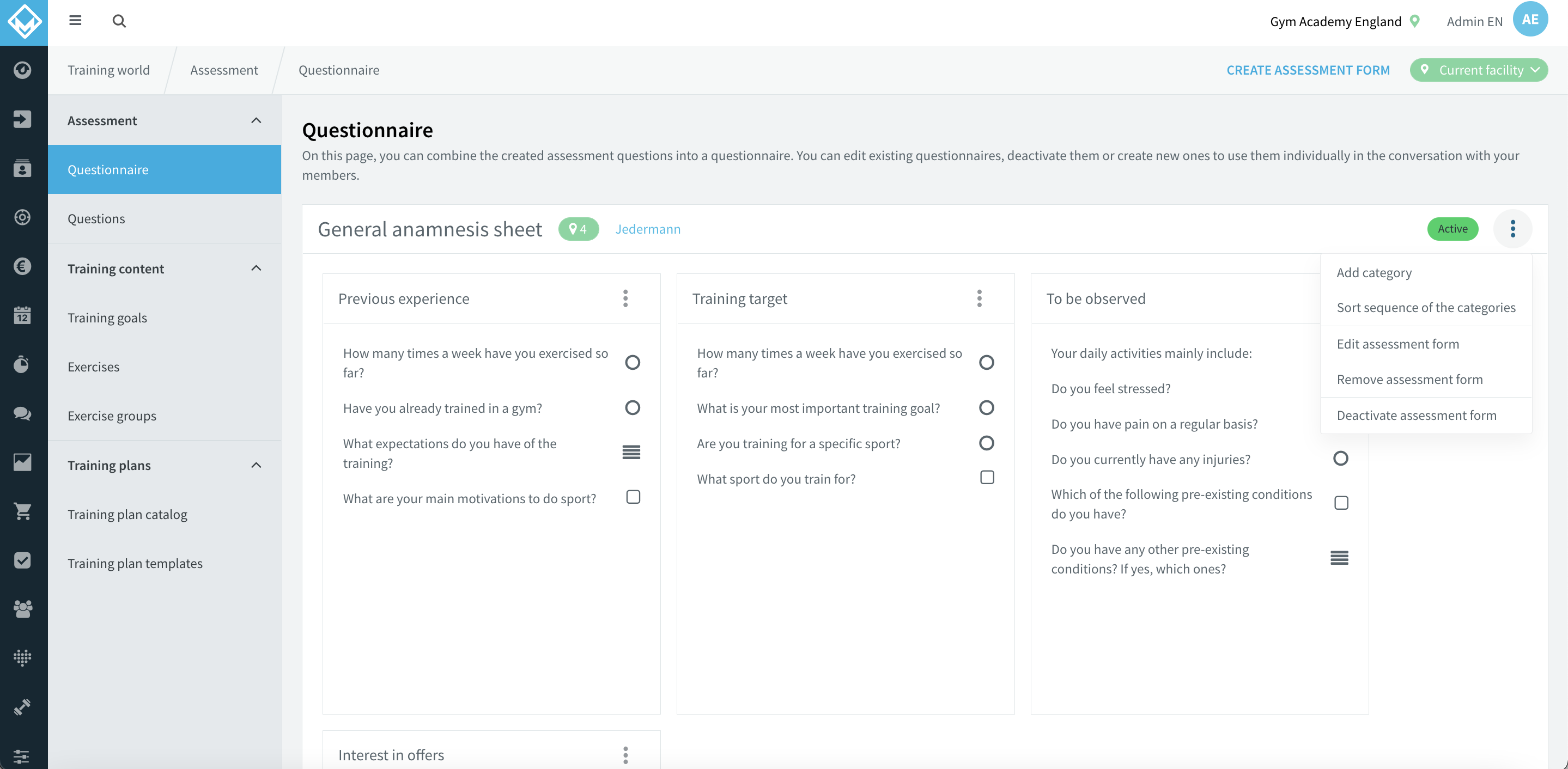 Anamnesis sheet – Magicline GmbH