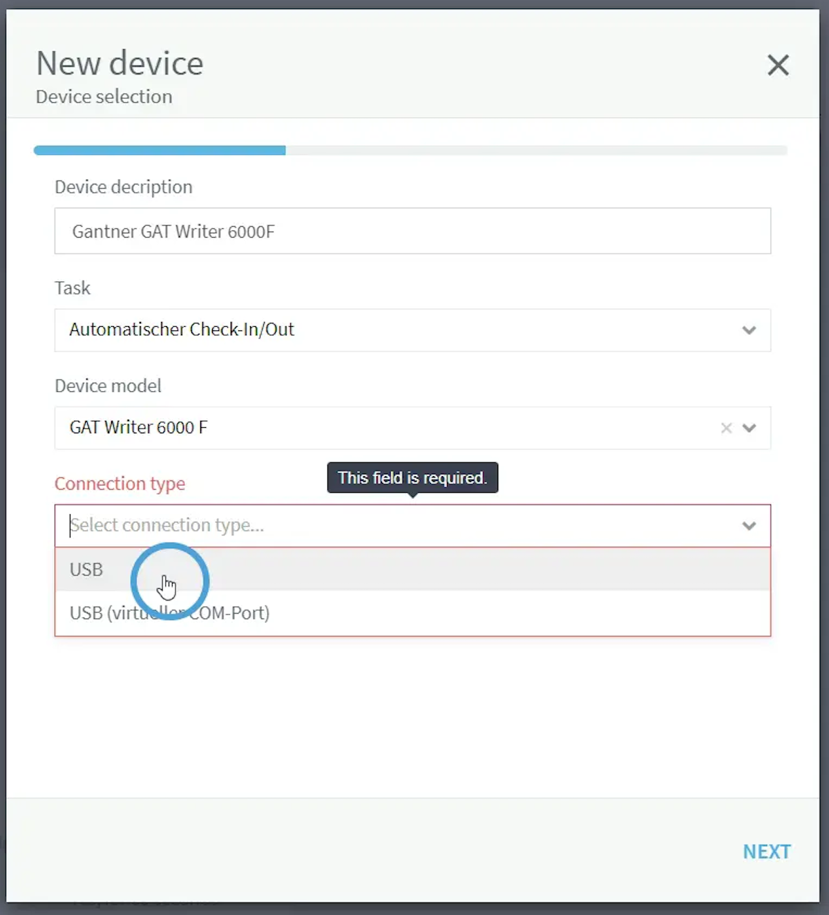 How to connect the Gantner GAT Writer 6000 F by serial number ...