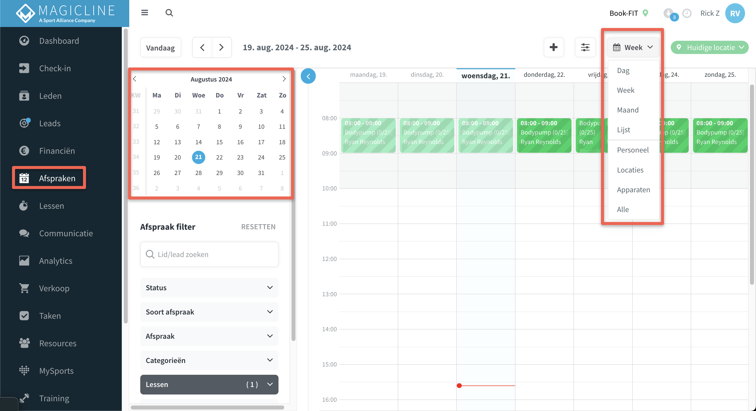 Gebruik en configuratie van de nieuwe afspraken agenda – Magicline GmbH